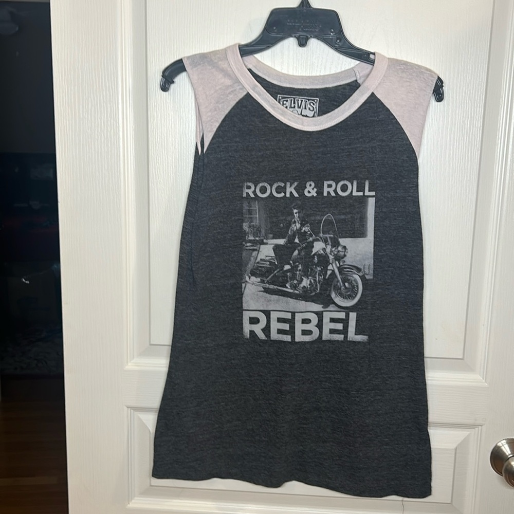 Elvis Rock & Roll Rebel Graphic Muscle Tank Top - Gem